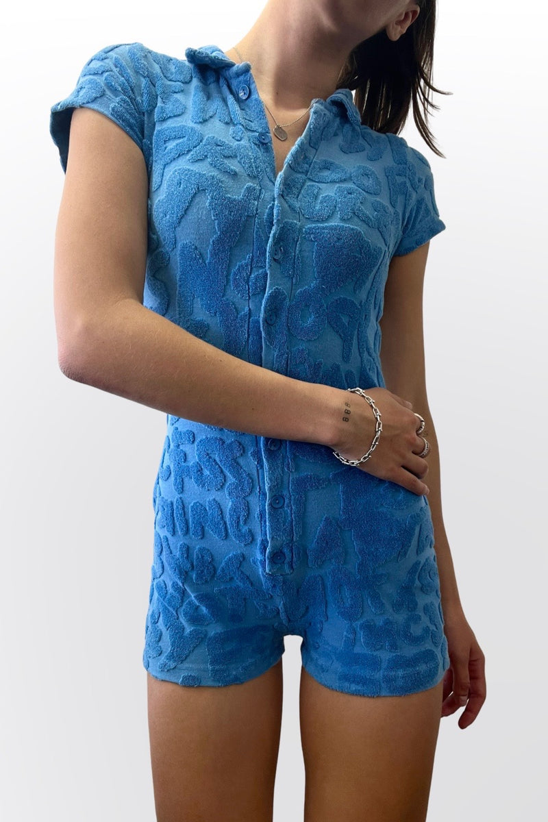 TOWELLING PLAYSUIT (BLUE) – Thread Rentals